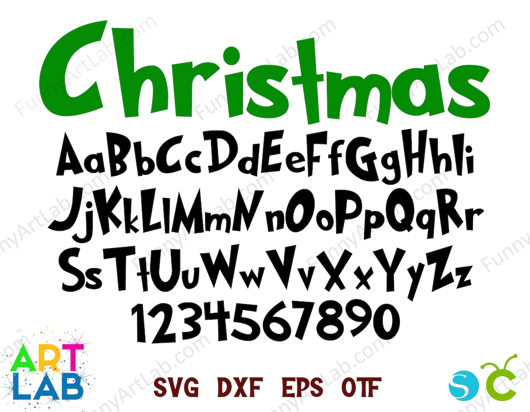 Christmas Font SVG Christmas Font OTF, Green Christmas Letters ...