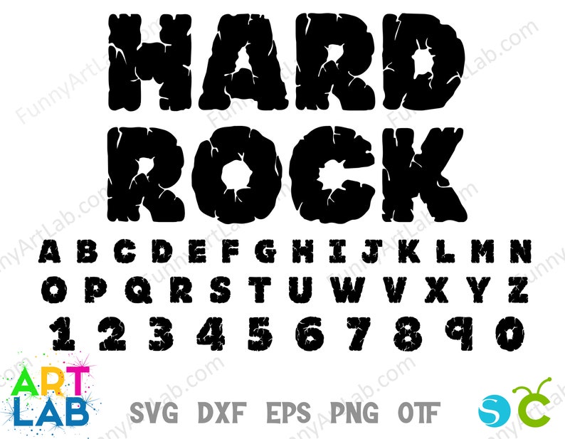 Hard Rock Font, Hard Rock Letters SVG Cricut Rock Svg Font Silhouette ...