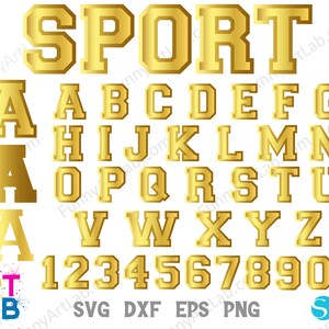 Varsity Letters Svg Png, Varsity Svg Letters Gold, College Letters Svg ...