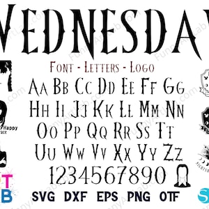 Gothic Font Svg, Wednesday Svg Letters Cricut Wednesday Font Otf ...