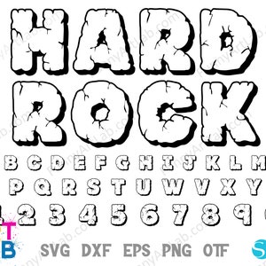 Hard Rock Font, Hard Rock Letters SVG Cricut Rock Svg Font Silhouette ...