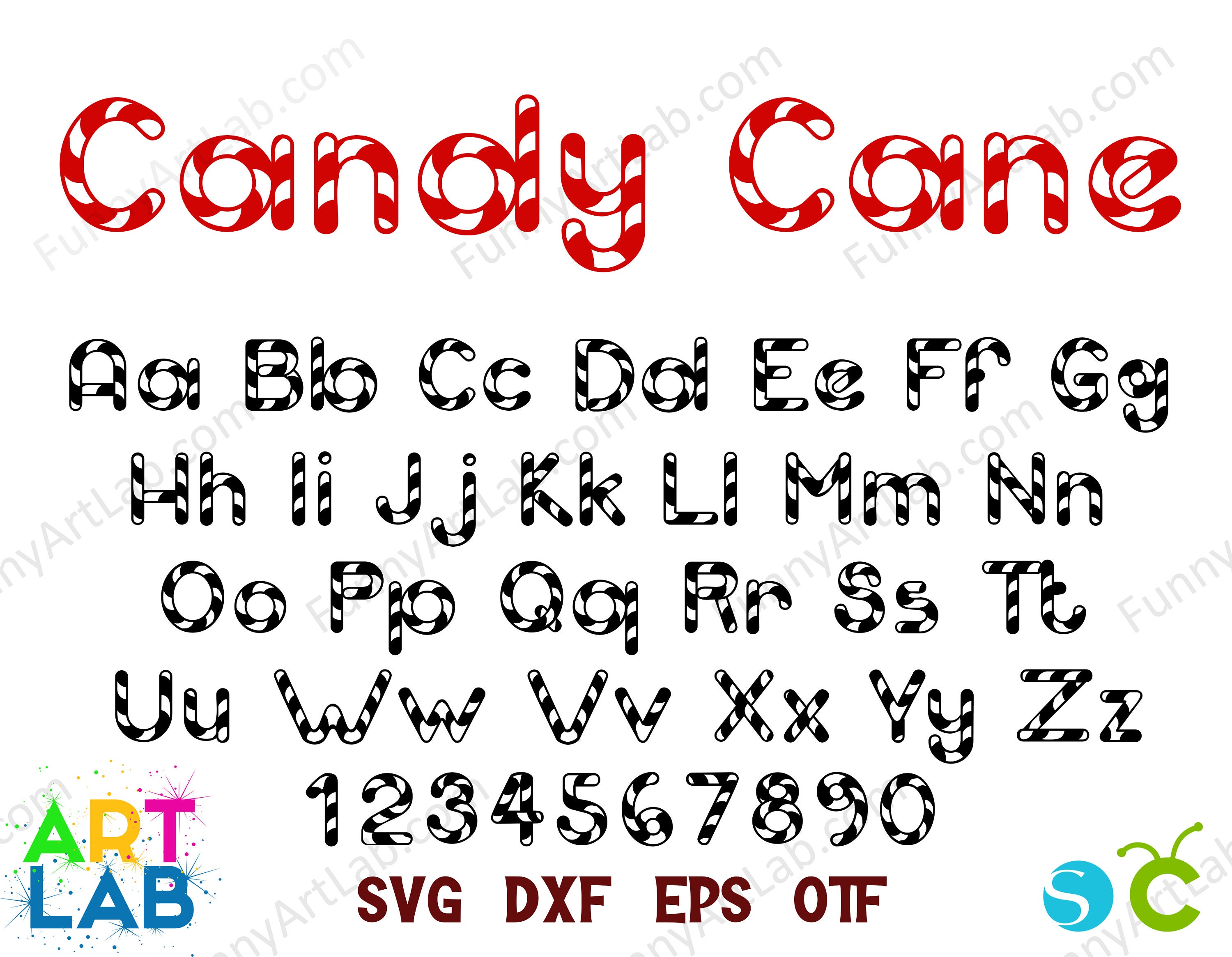 Funny Art Candy Cane Font Svg Candy Font Svg Christmas Letters - Etsy UK