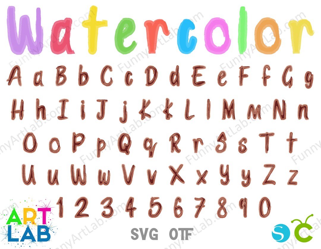 Watercolor Letters SVG, Watercolour Font Otf, Watercolor Alphabet ...