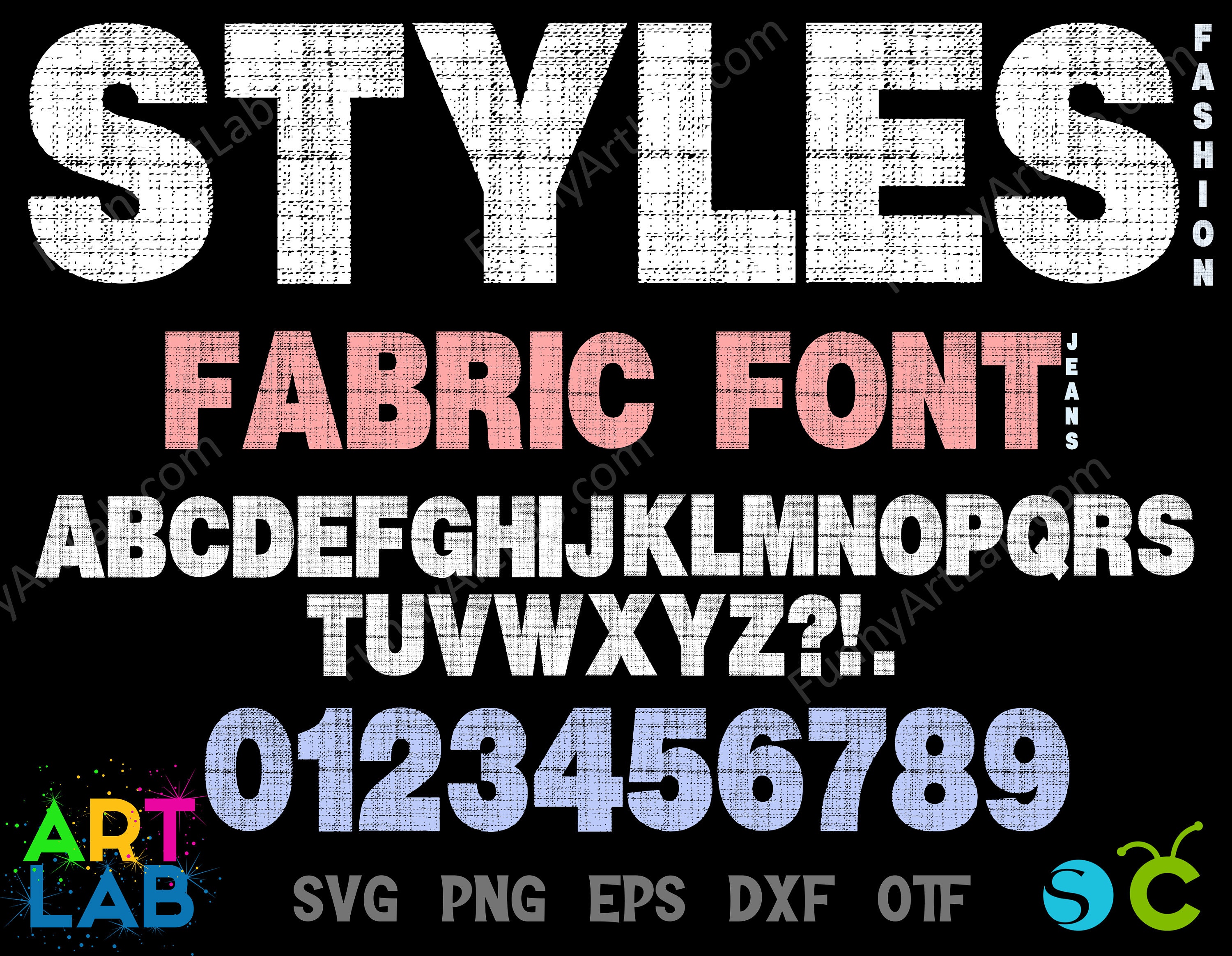 Styles Fabric Font OTF, Texture Font, Distressed Font, Textured Vintage ...