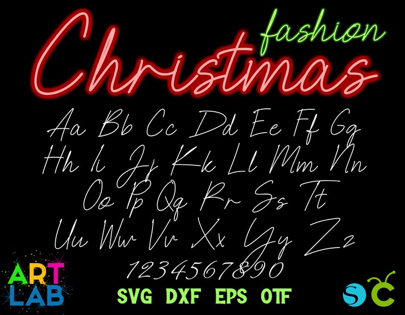 Christmas Font SVG Cricut Neon Christmas Svg Letters - Etsy