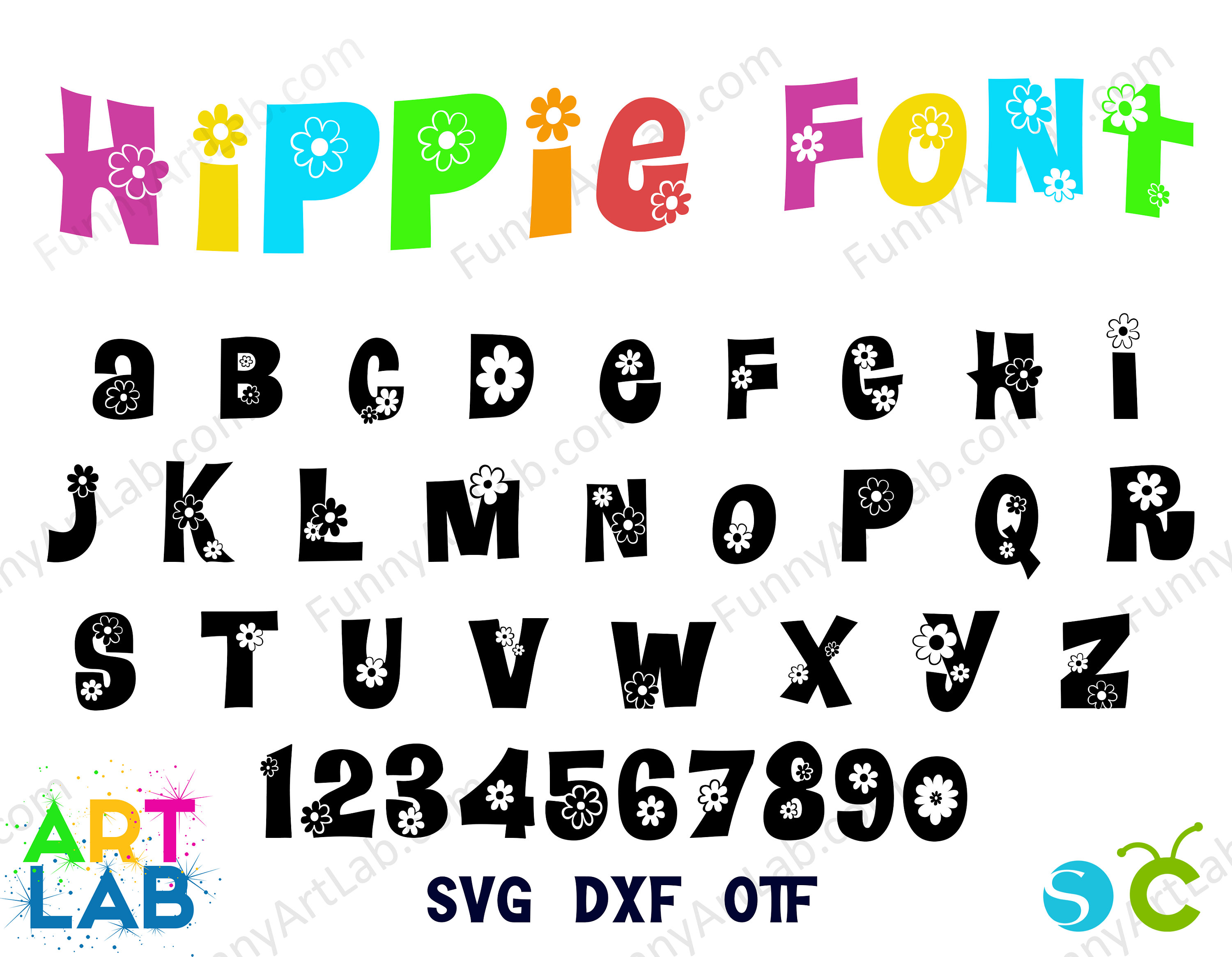 Hippie Font SVG, Hippie Letters Svg, Fanky Letters Svg, Retro Font Otf ...