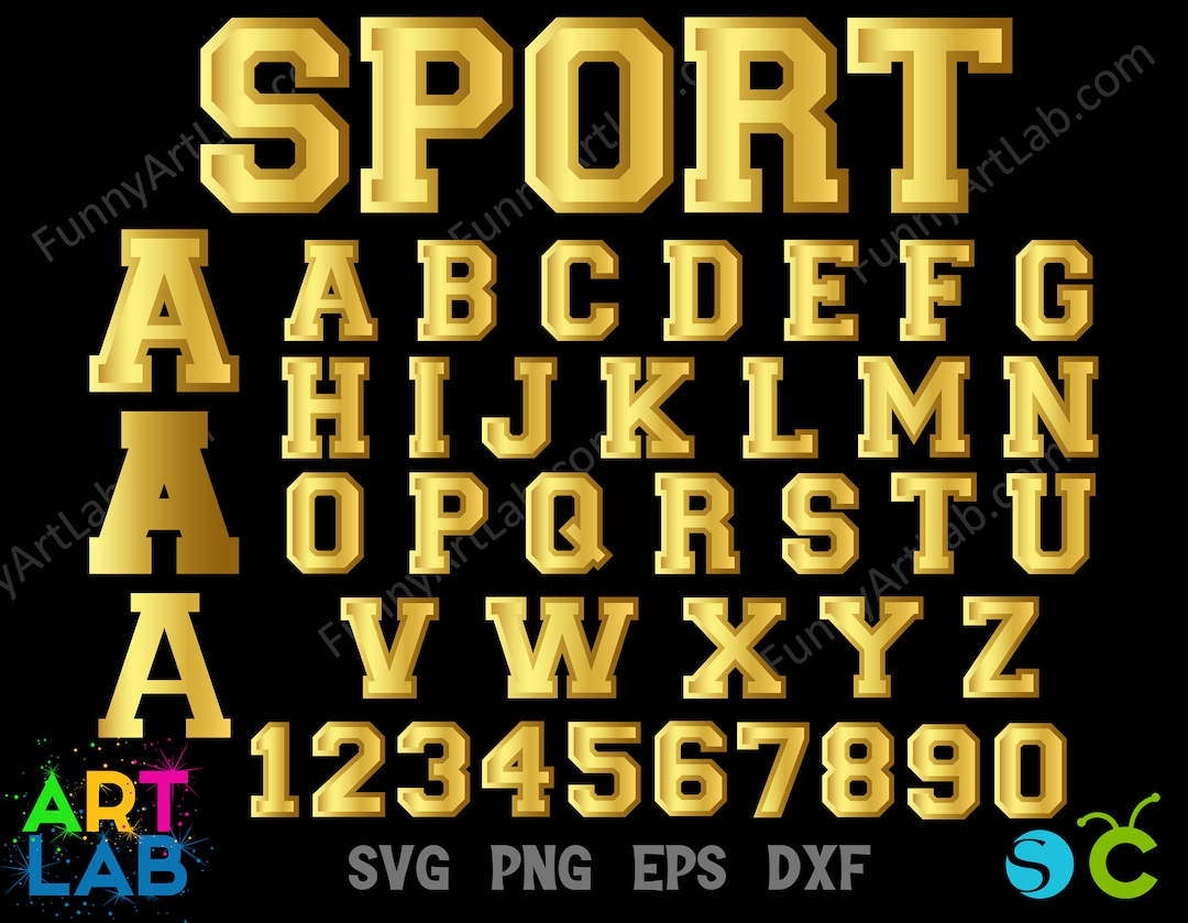 Varsity Letters Svg Png, Varsity Svg Letters Gold, College Letters Svg ...