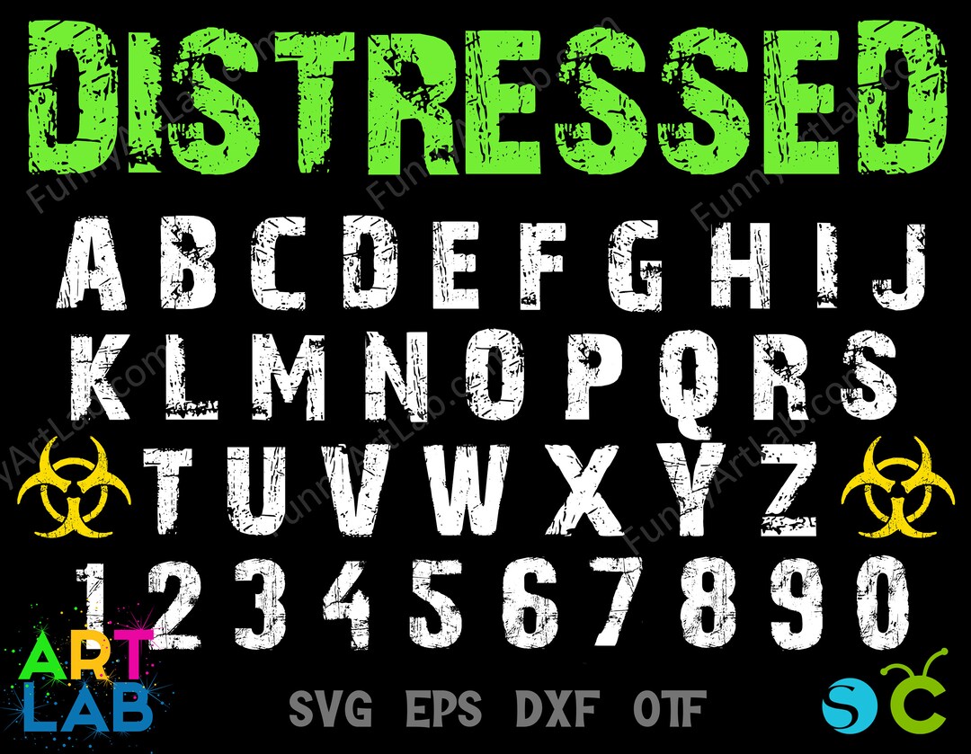 Distressed Letters SVG, Distressed Font Otf, Distressed Numbers SVG ...
