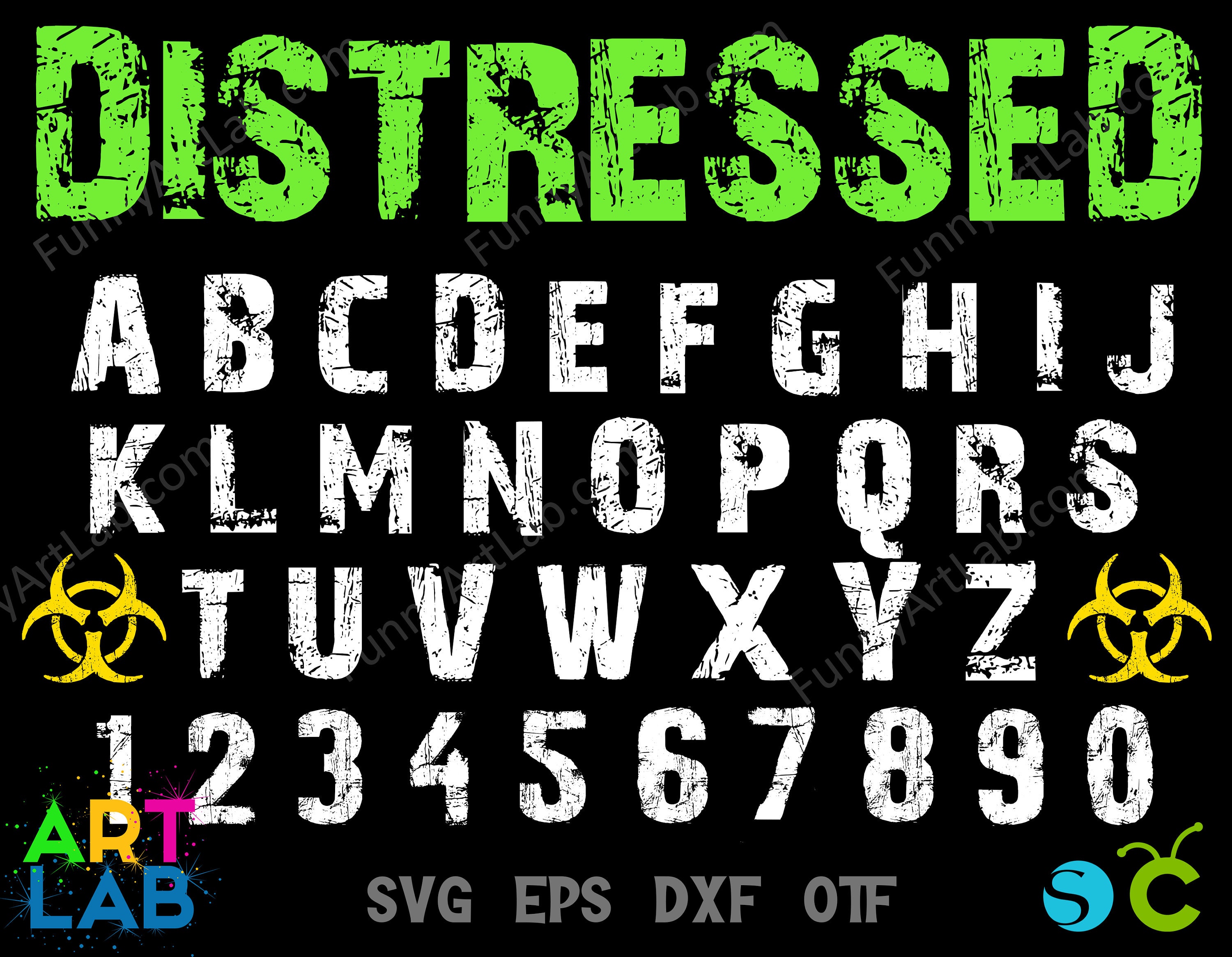 Distressed Letters SVG, Distressed Font Otf, Distressed Numbers SVG ...