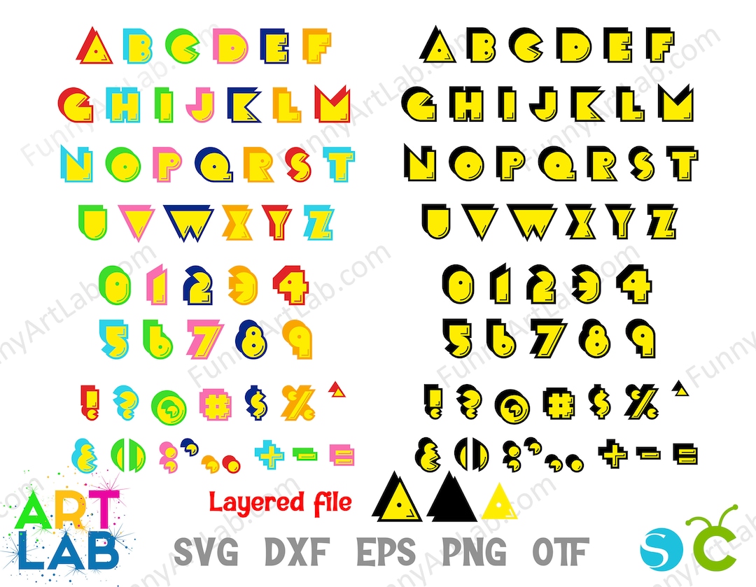 Arcade Game Font Svg Bundle, Arcade Game Letters Layered Cricut, Gamer ...