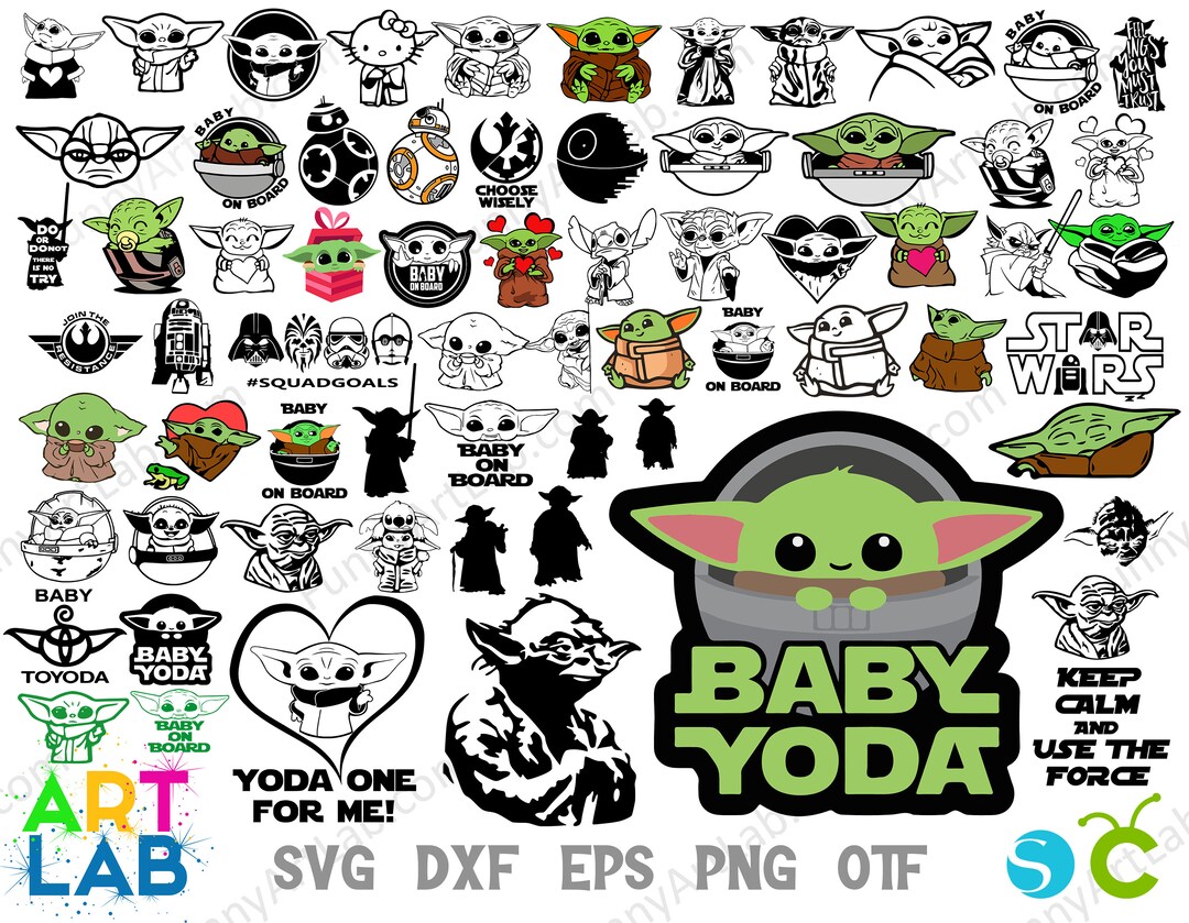 Baby Yoda Svg Bundle, Baby Yoda Cricut Svg, Baby on Board Sticker Diy ...