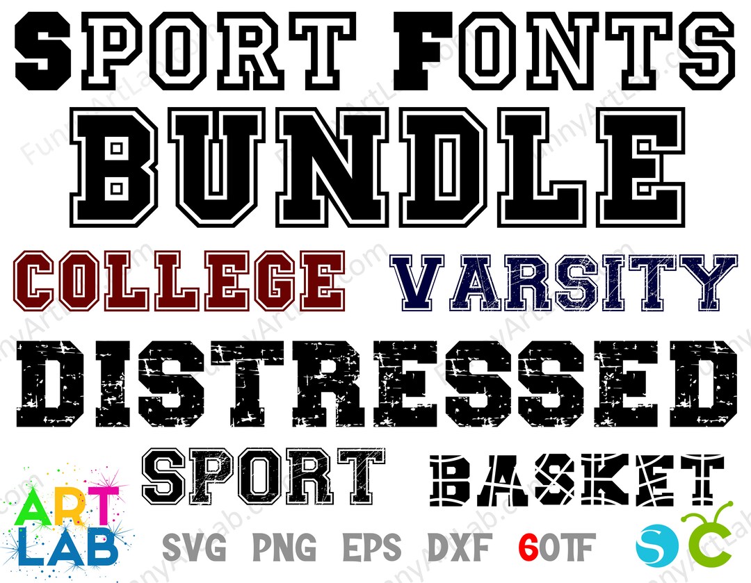 Sport Fons Bundle, Sport Font Otf, Varsity Font Otf, Distressed College Font Svg, Varsity ...