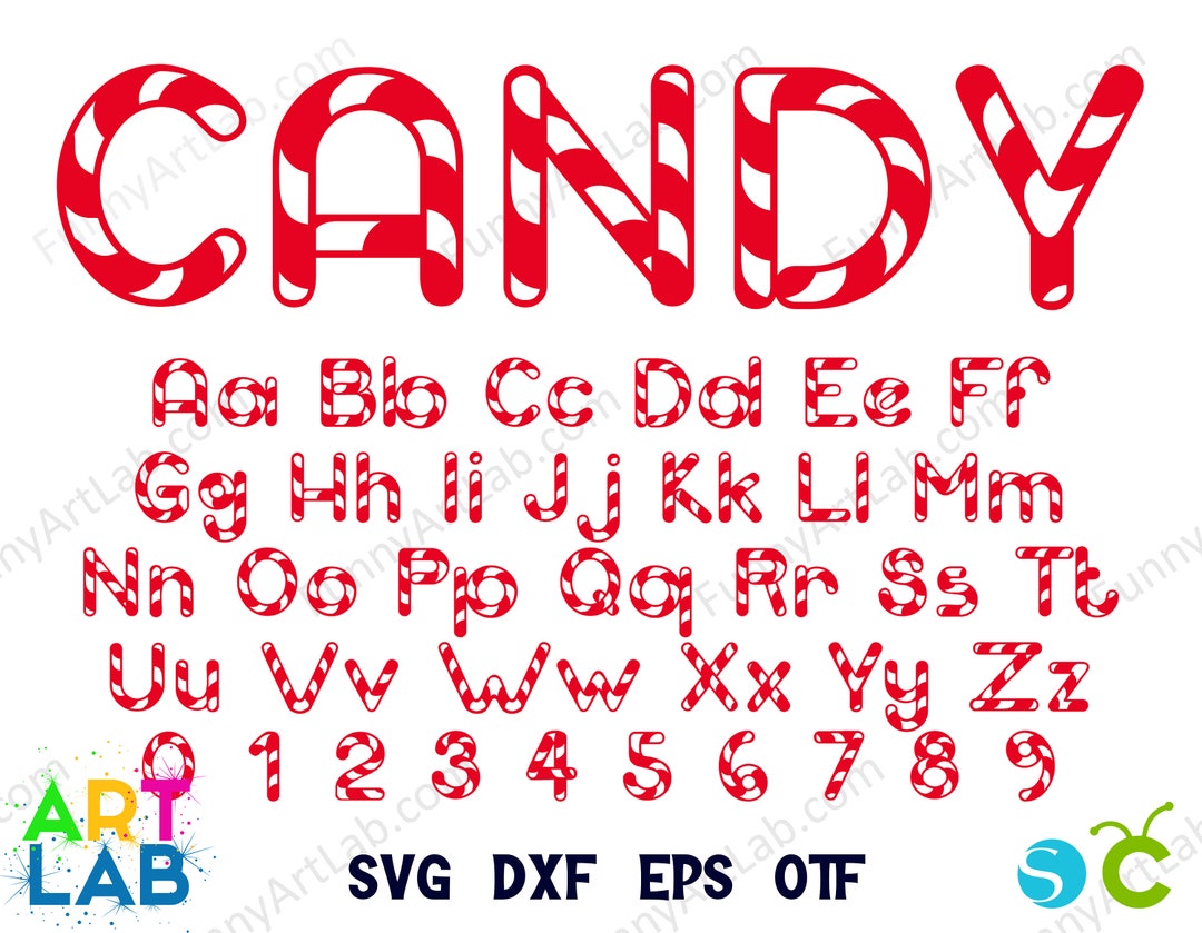 Funny Art Candy Cane Font Svg Candy Font Svg Christmas Letters Svg ...