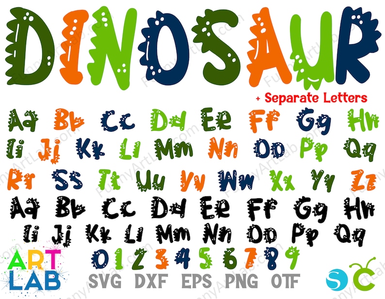 Dino Letters Svg Dino Font Otf Dinosaur Shirt Diy Baby Font - Etsy