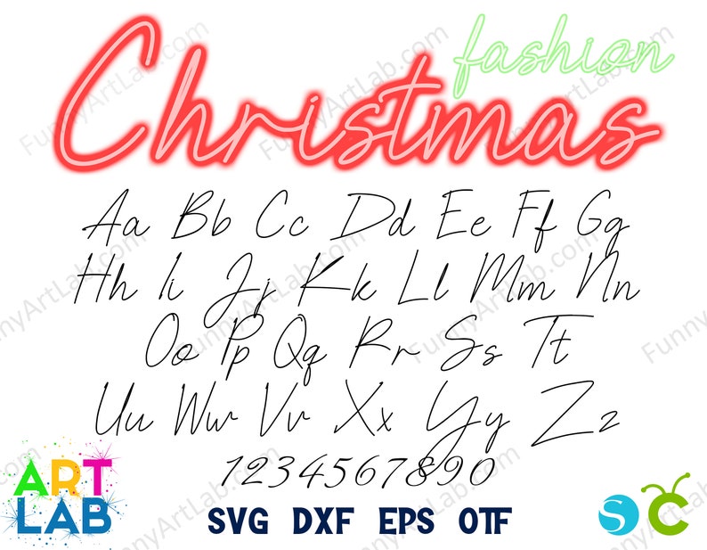 Christmas Font SVG Cricut Neon Christmas Svg Letters - Etsy