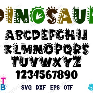 Funny Art Dinosaur Letters Svg Dinosaur Font Otf Dinosaur Shirt Diy Baby Font SVG Dino Font Svg ...