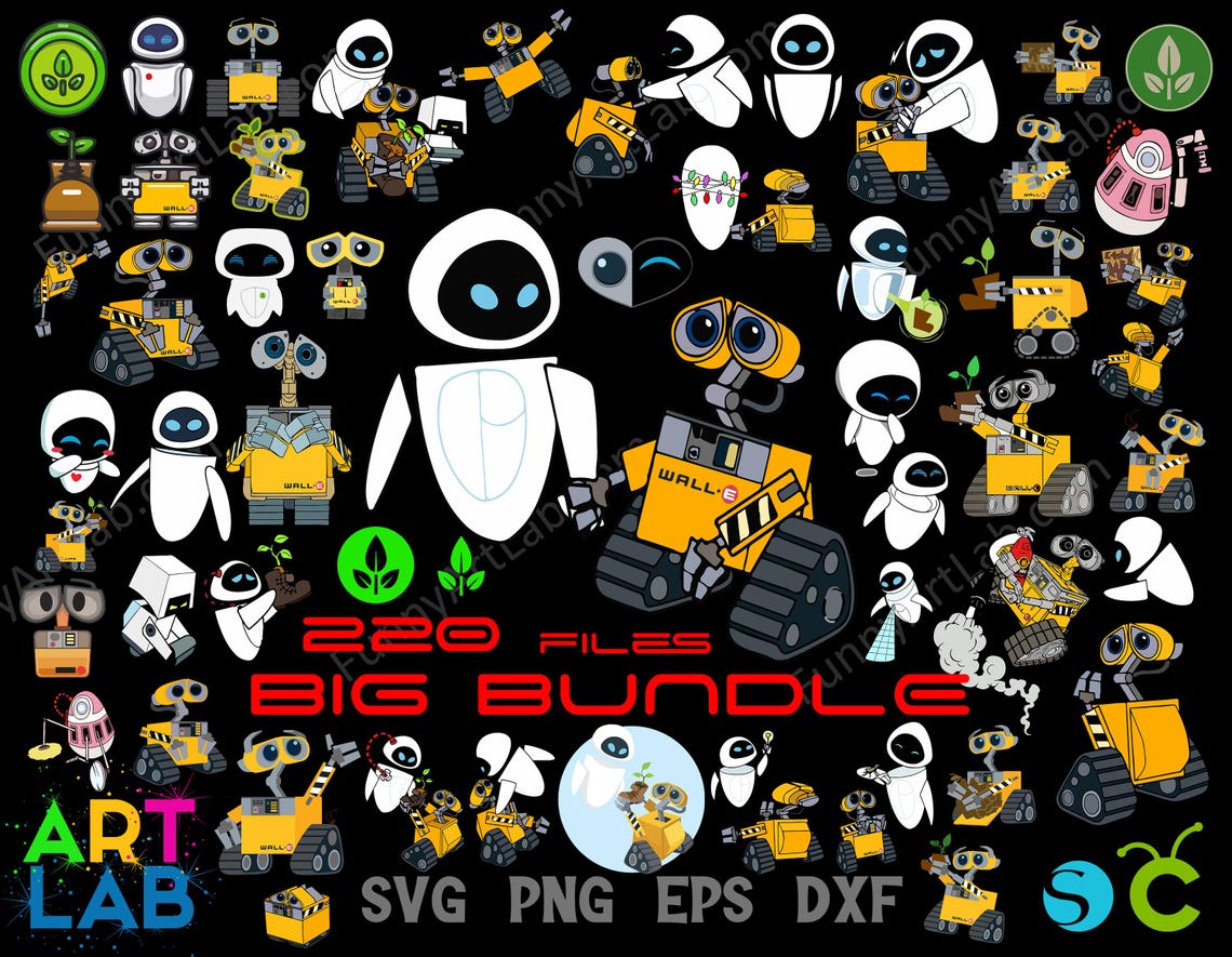 Wall-e Svg Bundle, Fun Art Wall-e and Eve Png, Wall-e Png, Wall-e ...
