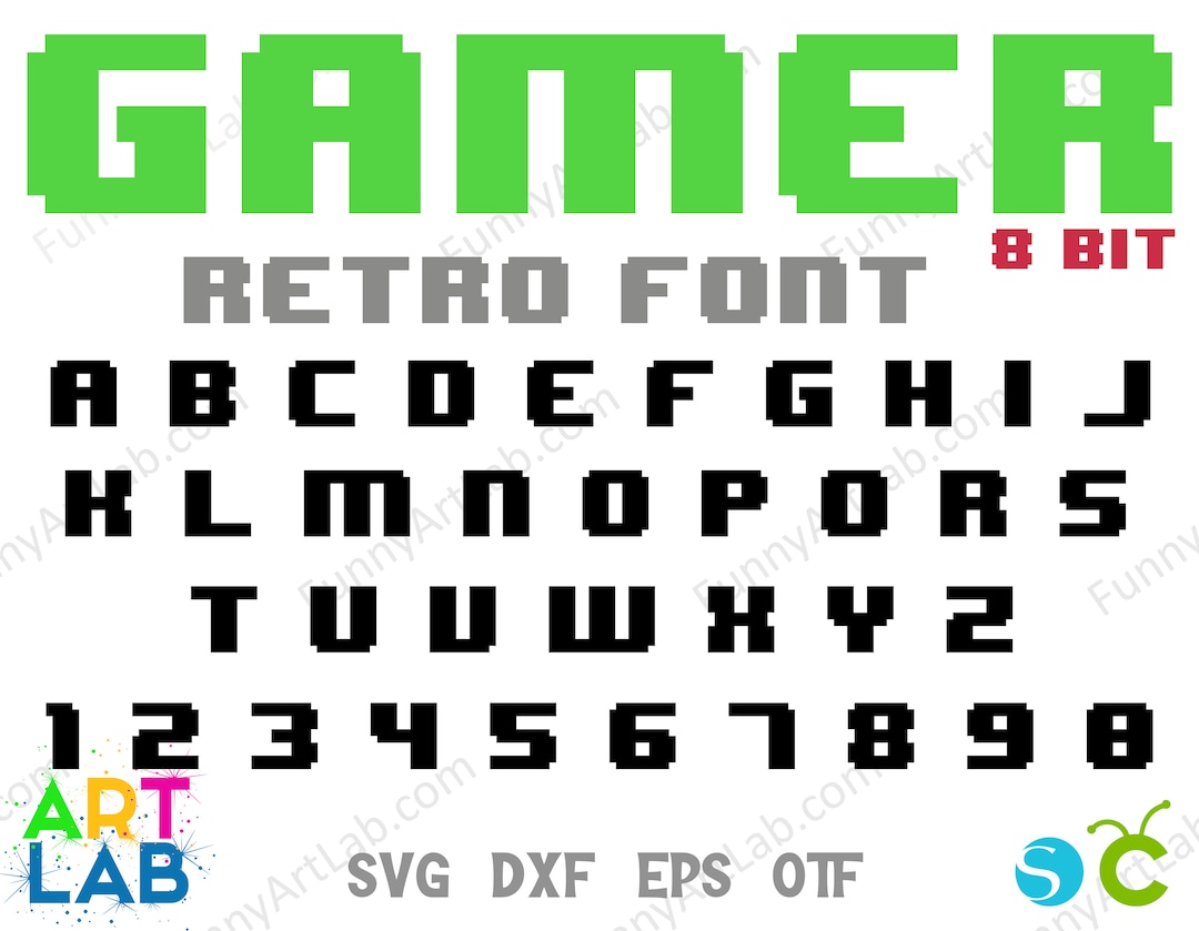 Retro Gamer Font Otf, Gamer Svg Letters Cricut, Retro Font Svg, Game ...