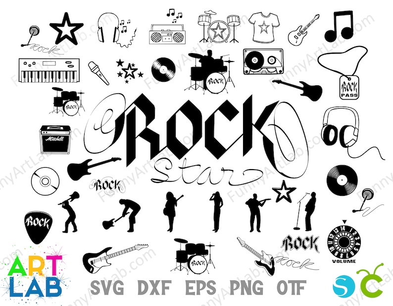 Rock Bundle Svg Png, Rock Vector SVG, Rock Silhouette Svg, Rocker Svg ...