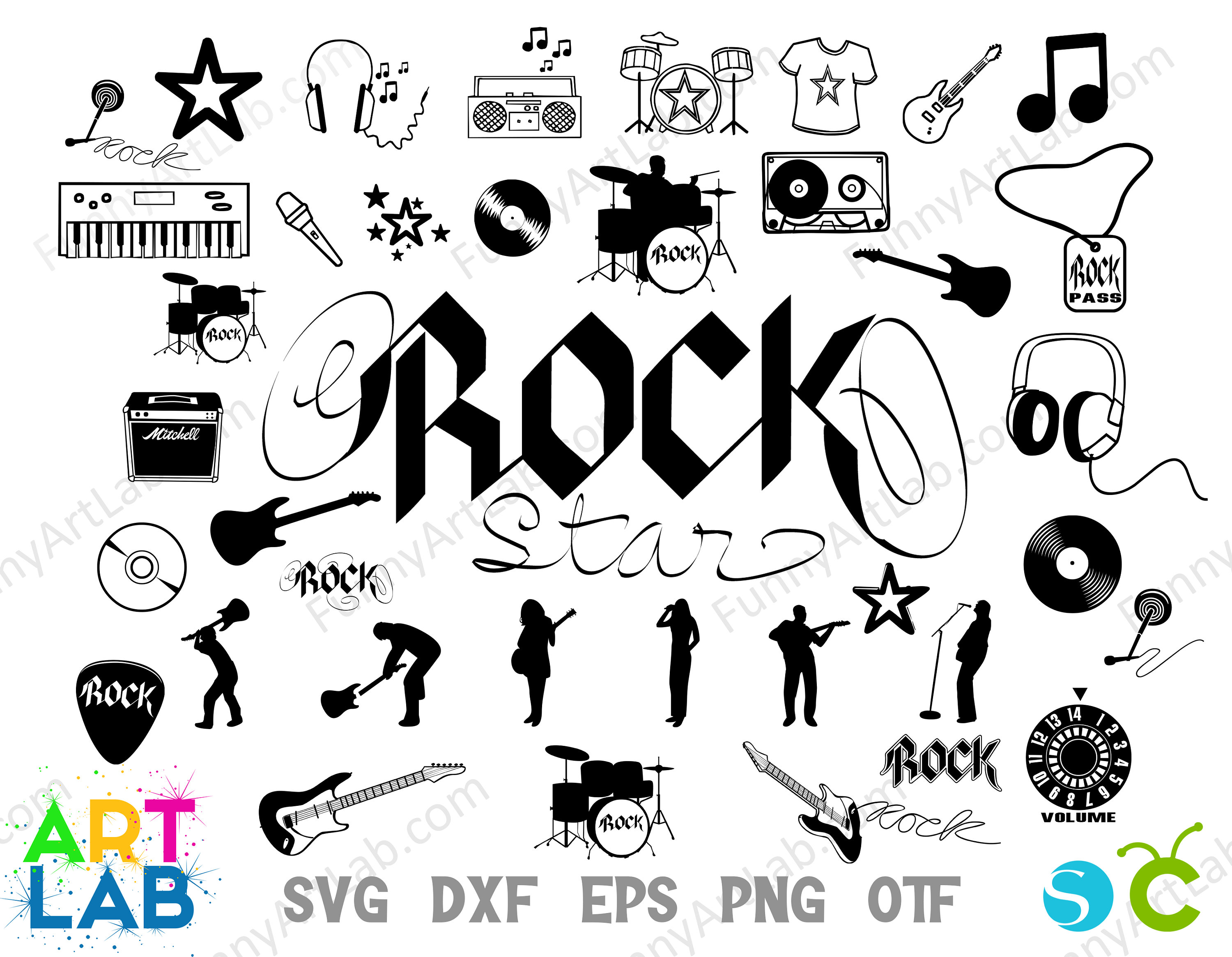 Rock Bundle svg Png, Rock vektor SVG, Rock Silhouette svg, Rocker svg ...