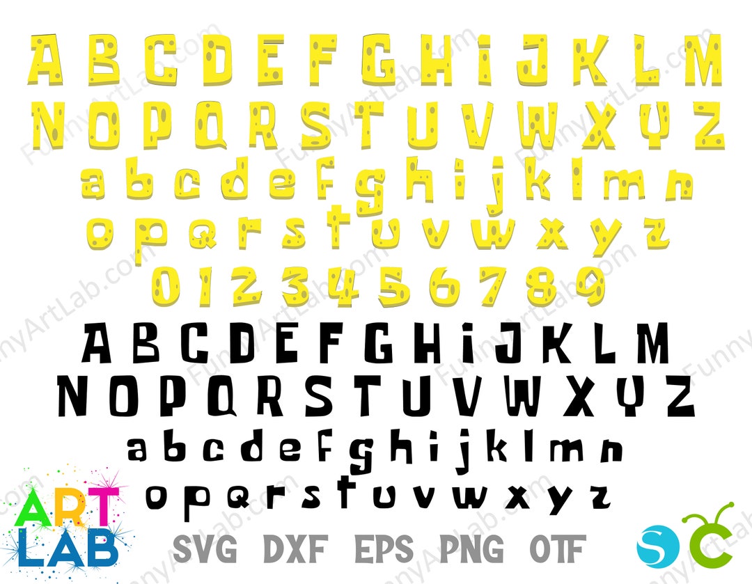 Sponge Letters Svg Layered, Sponge Font Otf, Fan Art License, Birthday ...