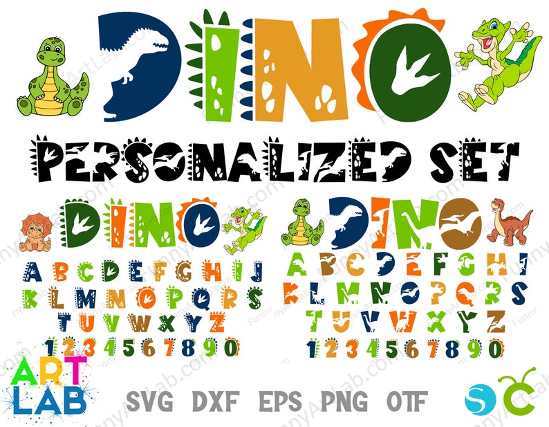 Dinosaur Letters SVG Dinosaur Font Otf Birthday Numbers Svg Png Dino ...