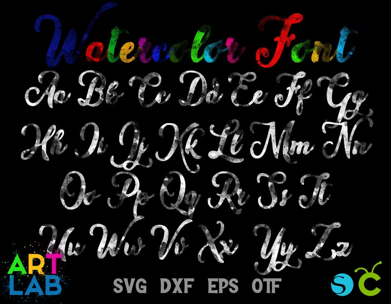 Watercolor Letters SVG Watercolor Font Otf Baby Shirt Diy - Etsy