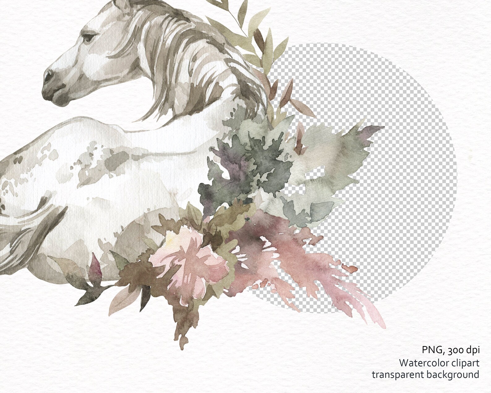 Bohemian Horses With Flowers Watercolor Clipart. Wedding - Etsy