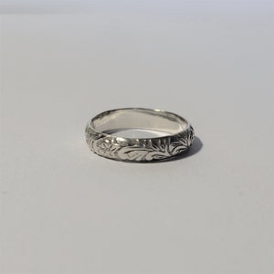 Flower Ring, Silver Flower Ring, Floral Ring, Vintage Silver Ring ...