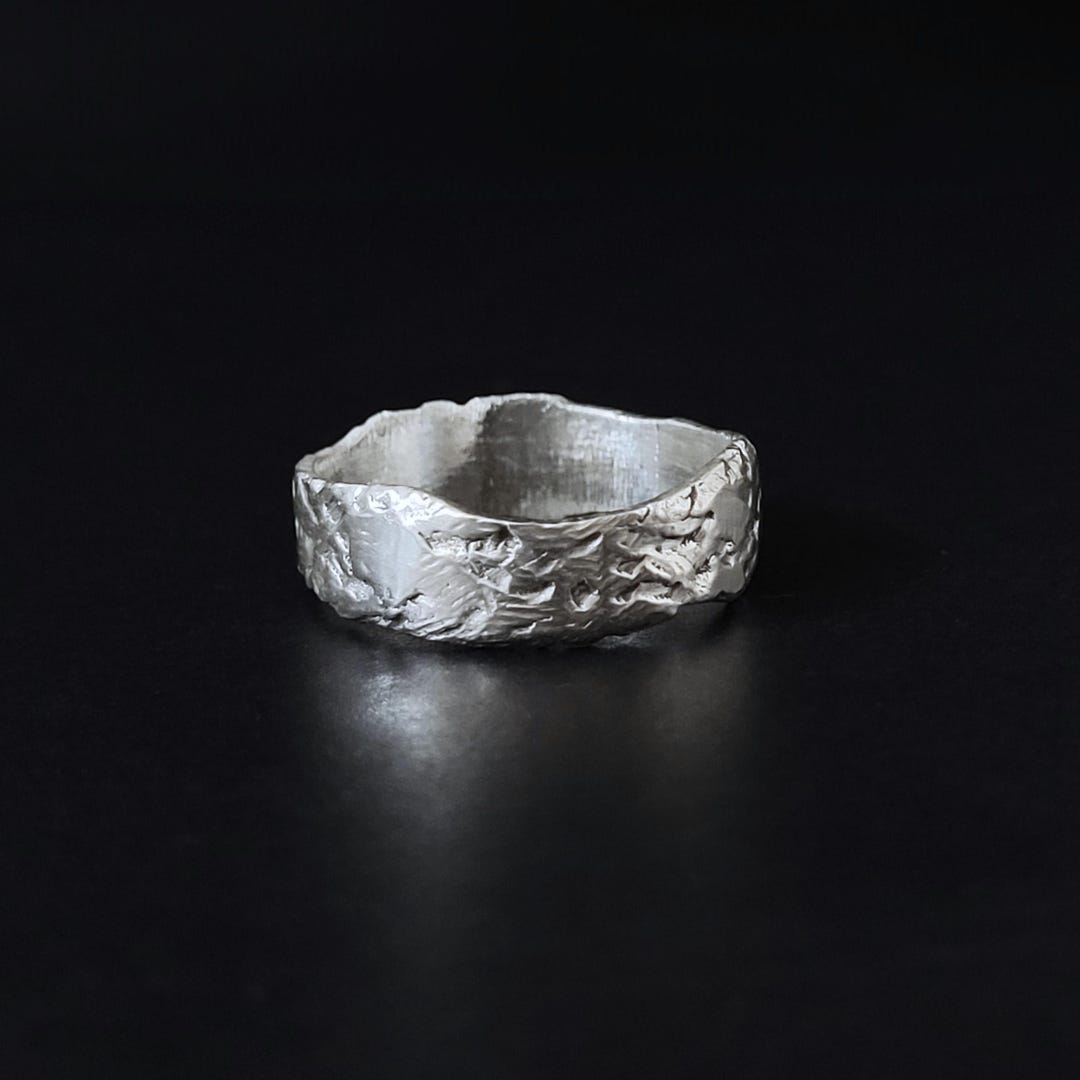 Scratched Rough Sterling Silver Ring – Handmade Raw Textured Band ...