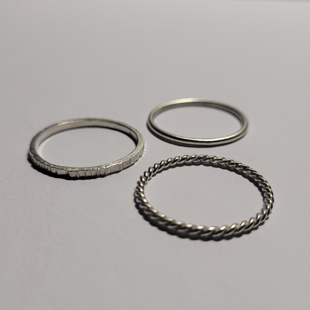 Stackable Silver Ring Set, Set of Three Rings - Etsy
