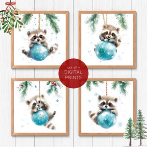 Christmas Baby Raccoon Wall Art, Playful Holiday Prints, Cute Florida ...