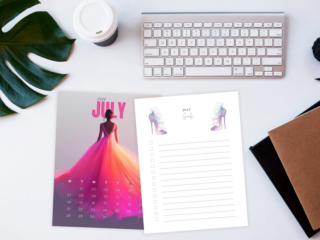 2025 Calendar, Goal Tracker, Elegant, Whimsical, Women in Gowns, Goal ...