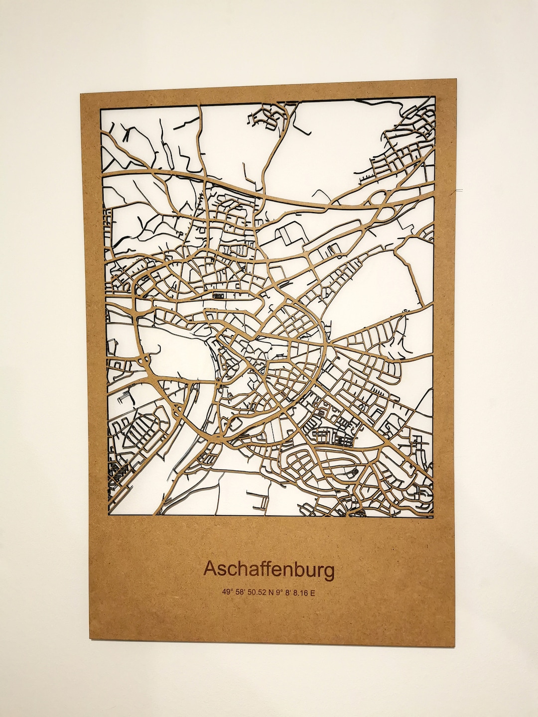 Personalisierte Stadtkarte - Deine Stadt aus Holz für Wanddekoration ...