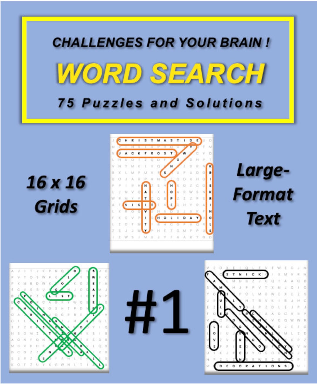 75 Word Search Puzzles # 1 - Challenges for Your Brain! - Etsy