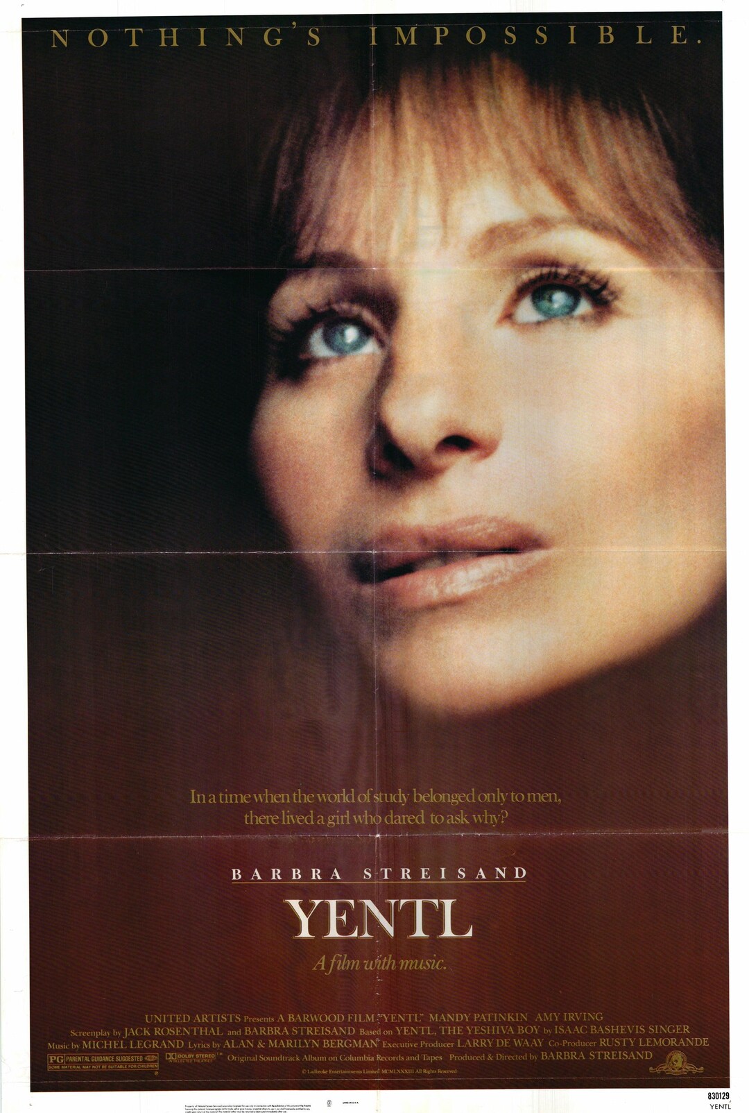 Yentl 1983 One Sheet Poster Folded - Etsy