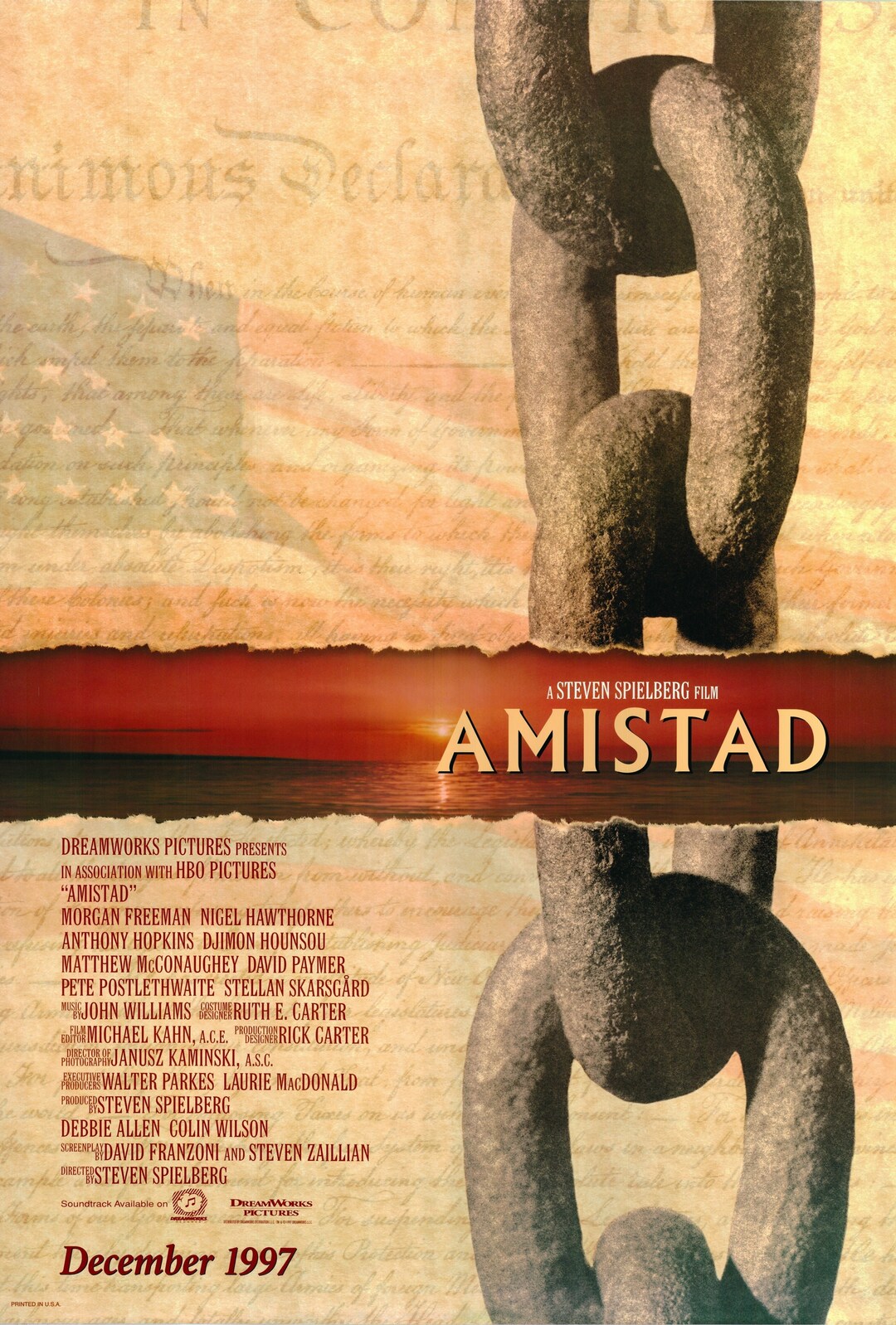 Amistad 1997 Advance One Sheet Poster Rolled Double Sided - Etsy