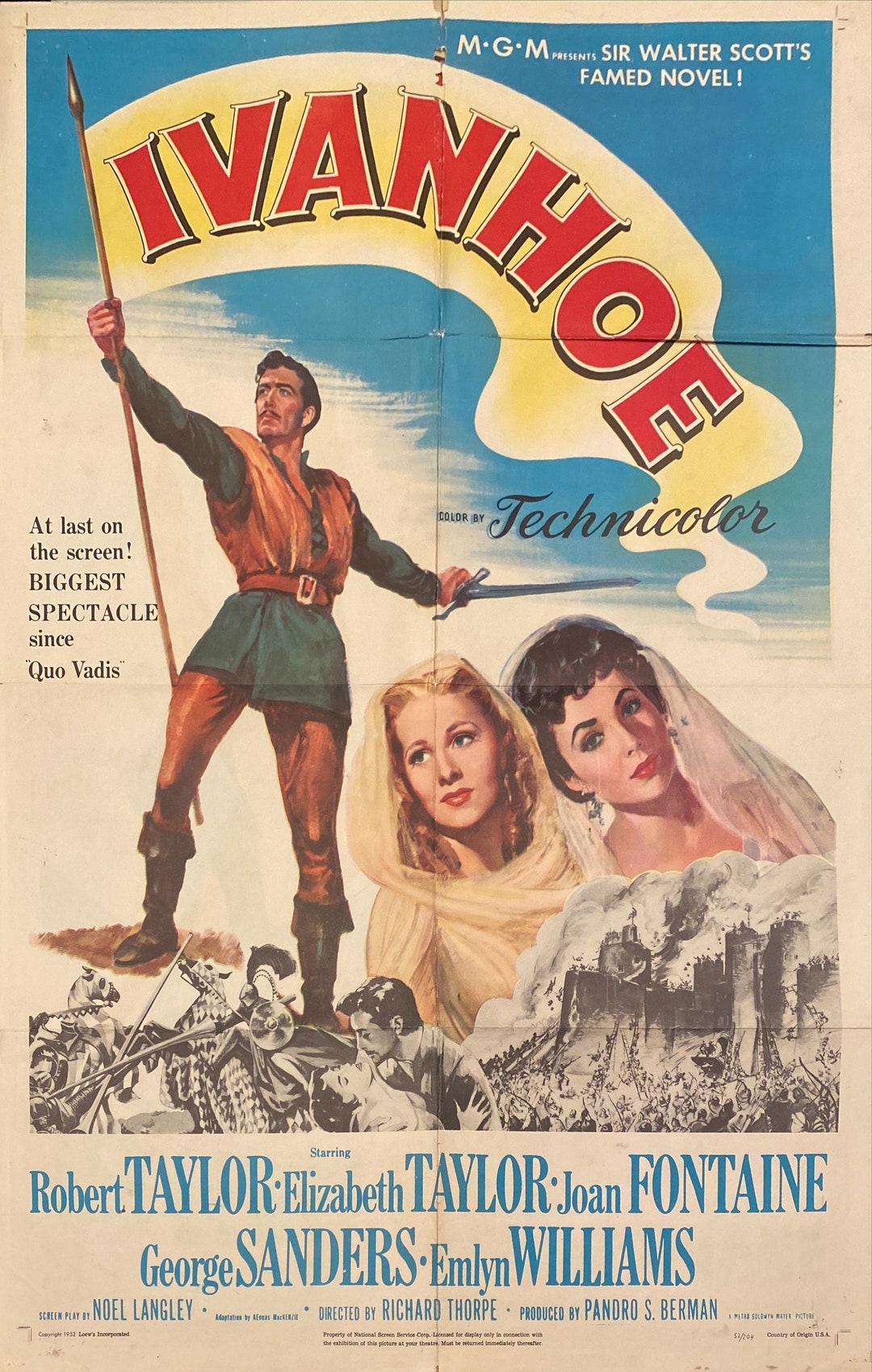 Ivanhoe 1952 One Sheet Poster Folded - Etsy