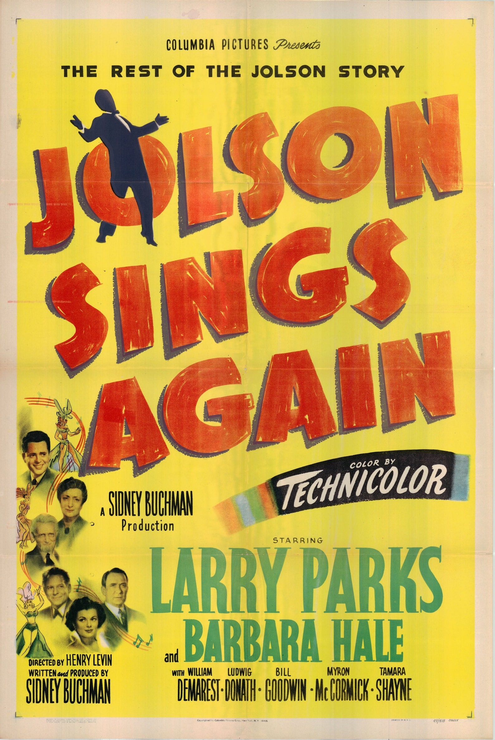 Jolson Sings Again 1949 One Sheet Poster Folded - Etsy