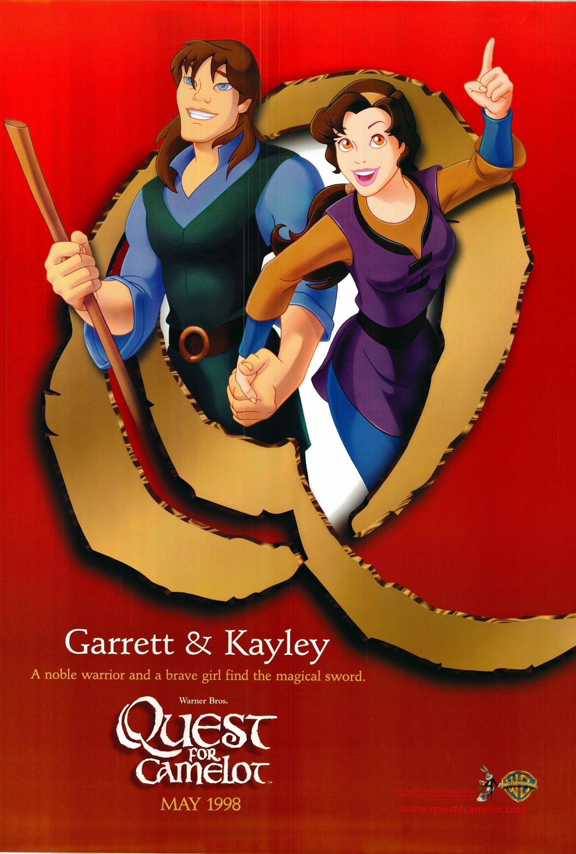 Quest for Camelot (red) 1998 Character Poster B - Garrett and Kayley - Etsy