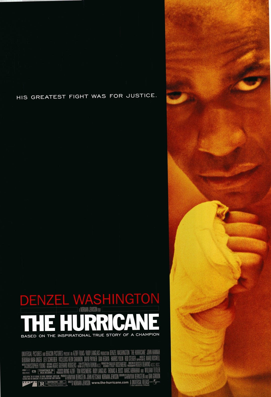 The Hurricane 1999 One Sheet Poster Rolled - Etsy