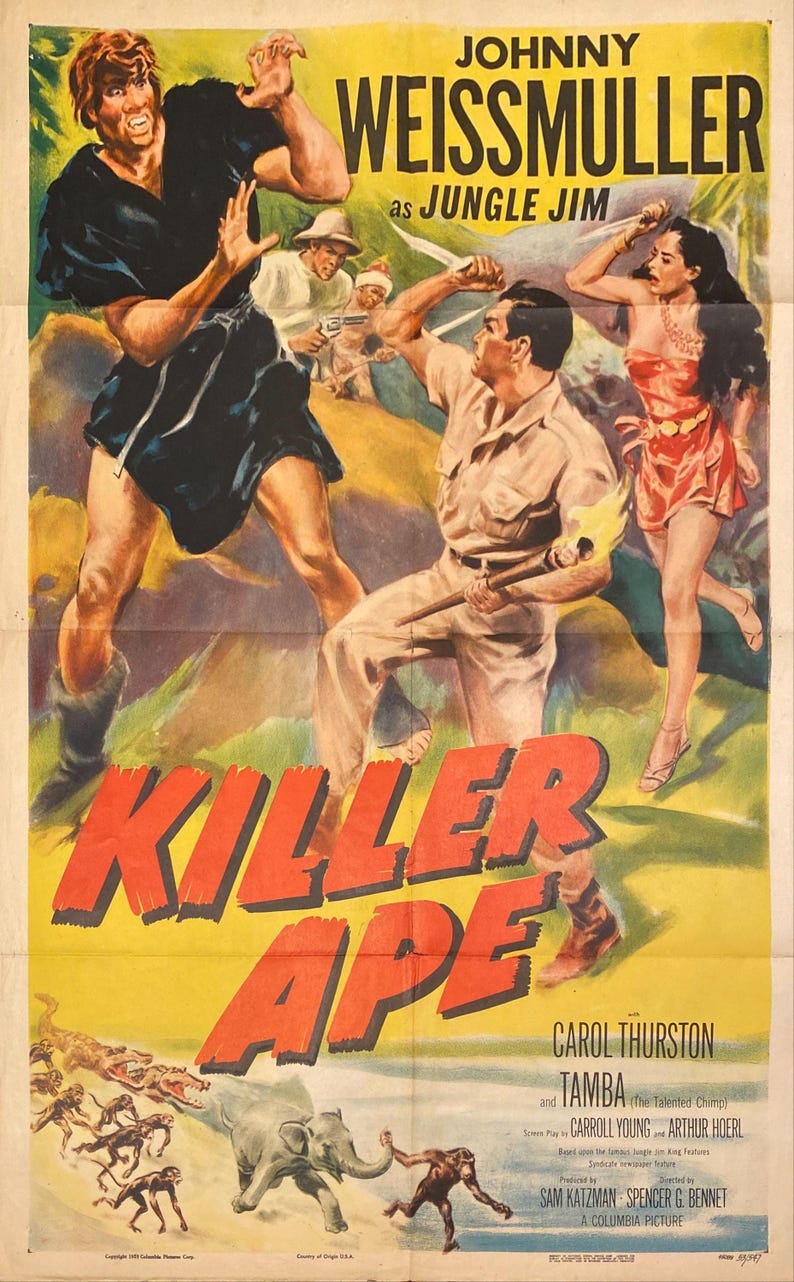 Jungle Jim: Killer Ape 1953 One Sheet Poster Folded - Etsy
