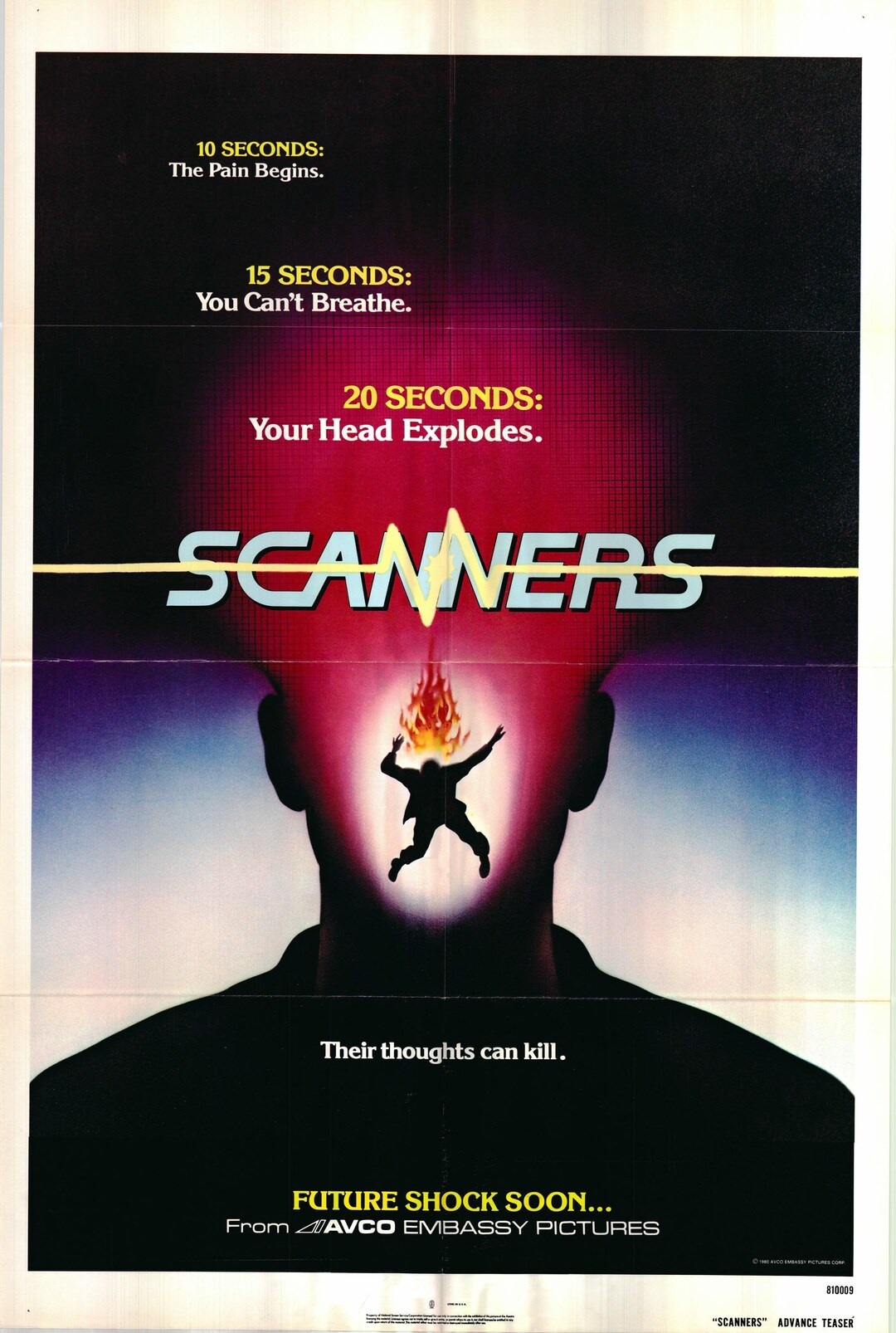 Scanners 1981 Advance One Sheet Poster Folded - Etsy