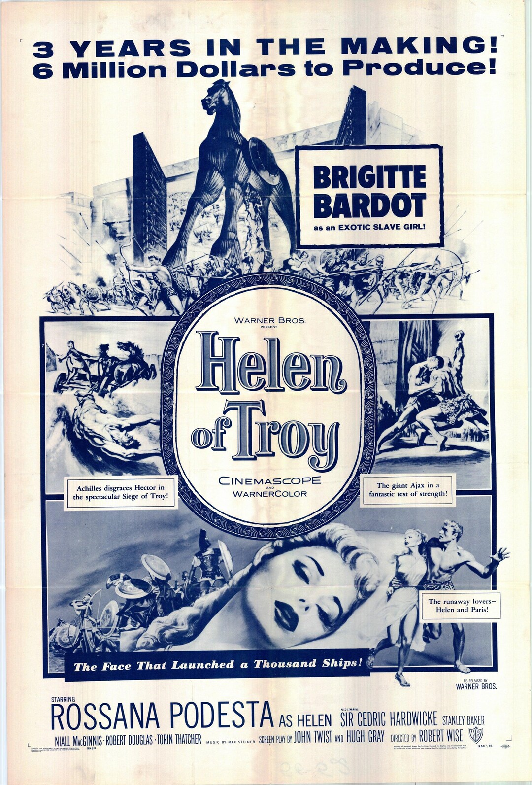 Helen of Troy 1959R One Sheet Poster Folded - Etsy