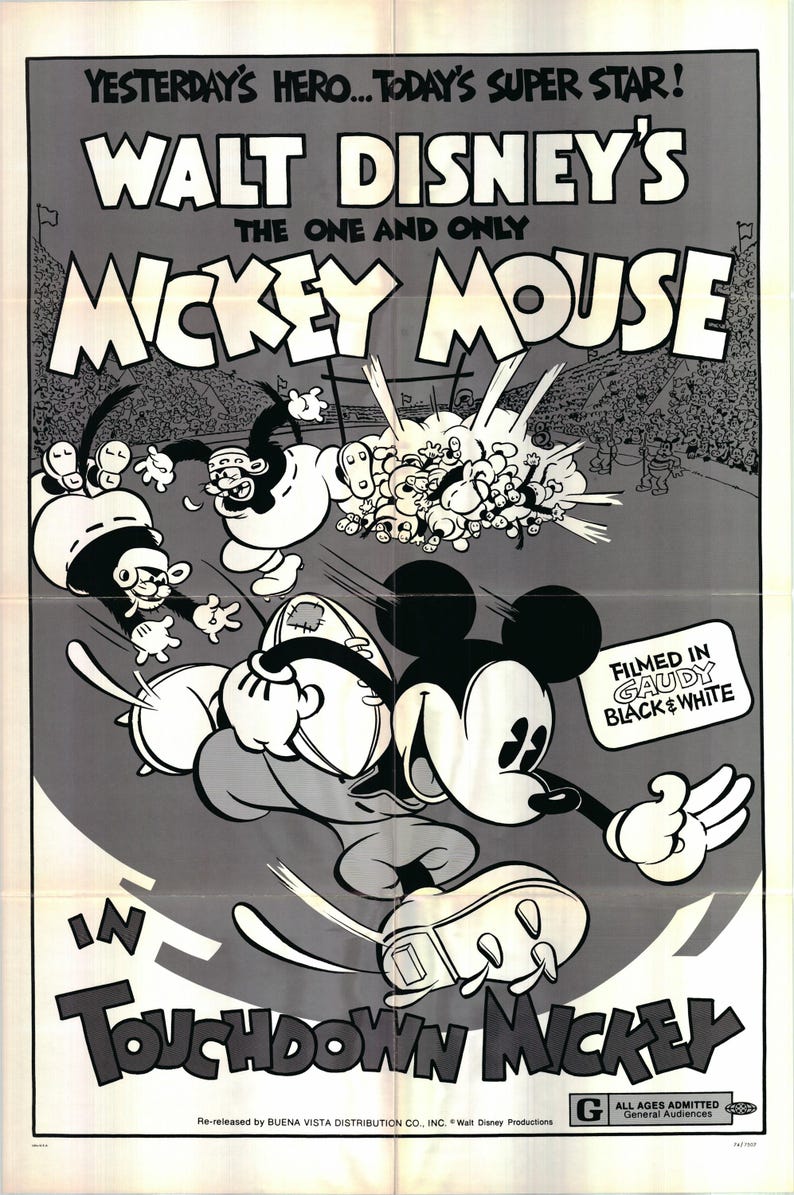 Touchdown Mickey 1974R One Sheet Poster Folded - Etsy