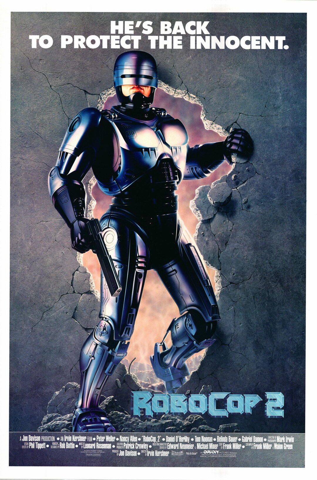 Robocop 2 (burst Through Wall) 1990 One Sheet Poster Rolled - Etsy