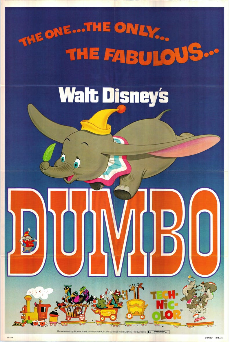 Dumbo 1976R One Sheet Poster Folded - Etsy
