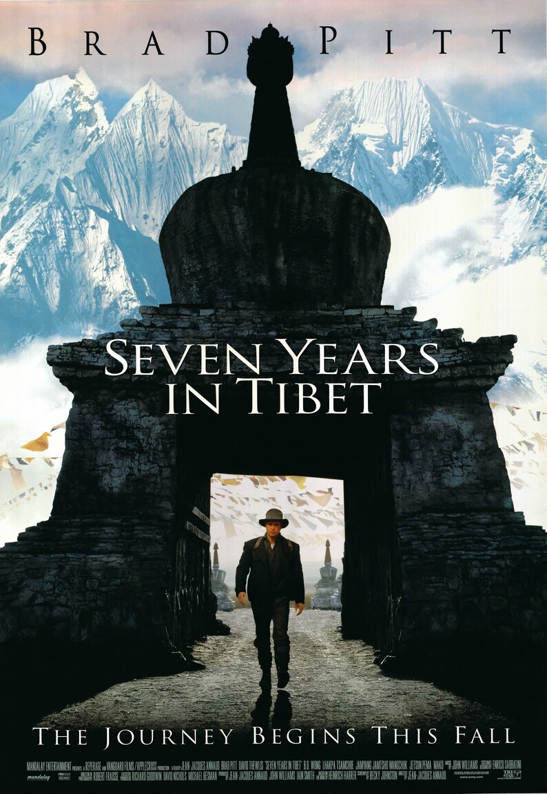 Seven Years in Tibet 1997 Advance One Sheet Poster Rolled Double Sided ...