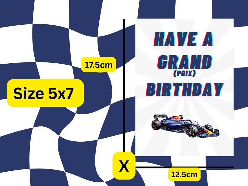 F1 Birthday Card - Formula One Red Bull Inspired - Digital Download - Etsy