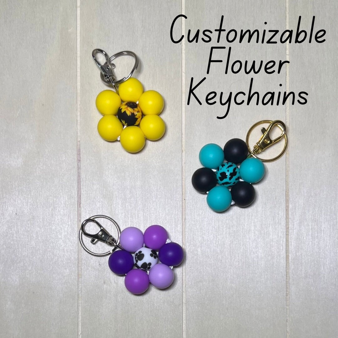 Customizable Flower Keychains - Etsy